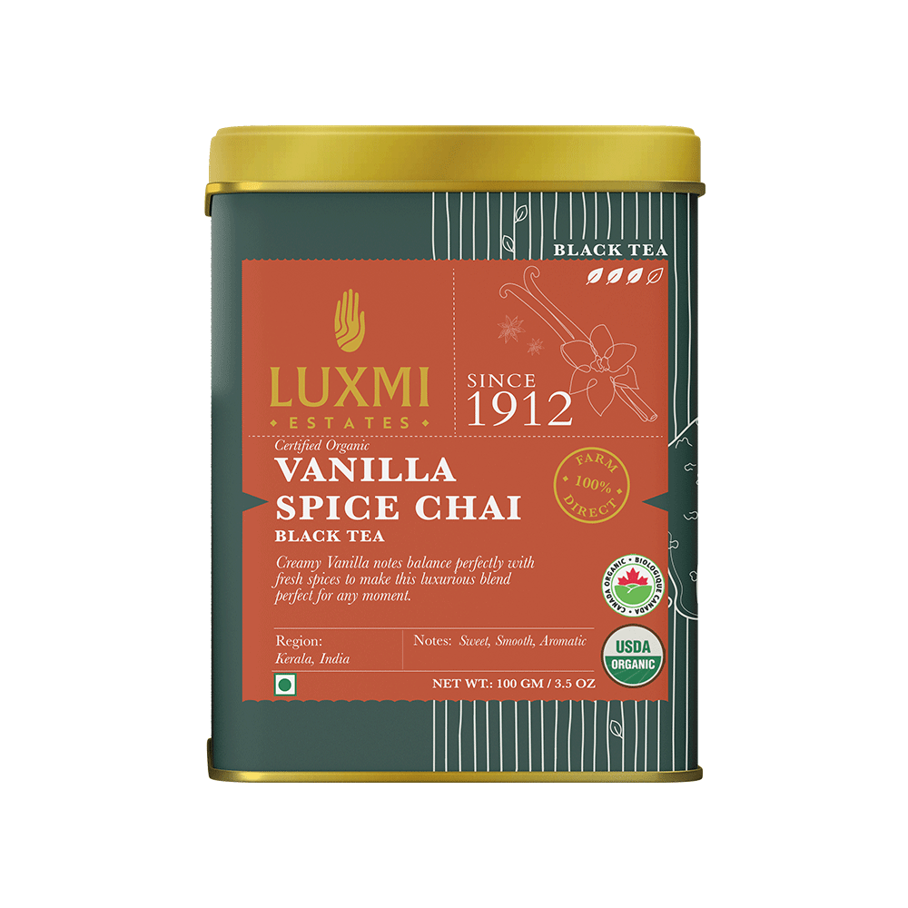Vanilla Spice Chai: Finest 100g Organic Black Tea, Luxmi Estates